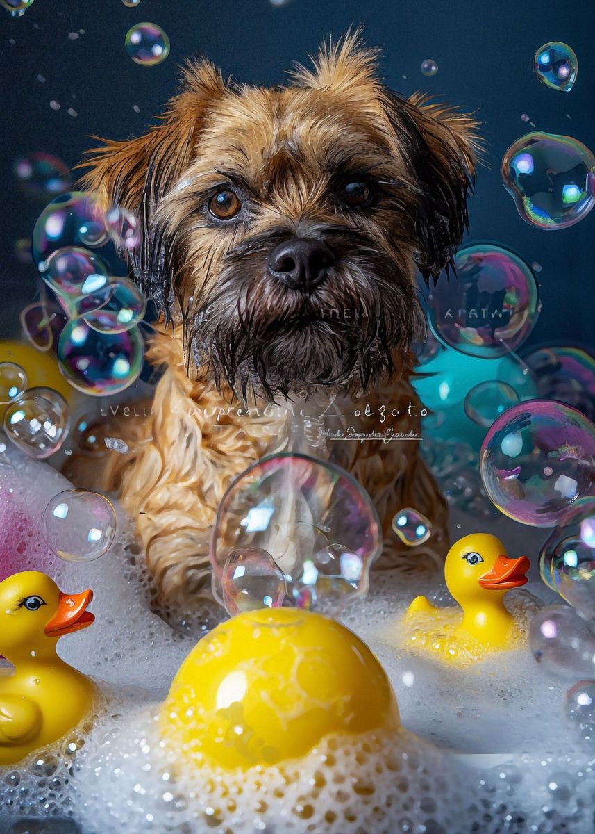 'Border Terrier dog ' Poster, picture, metal print, paint by Tea Crane | Displate