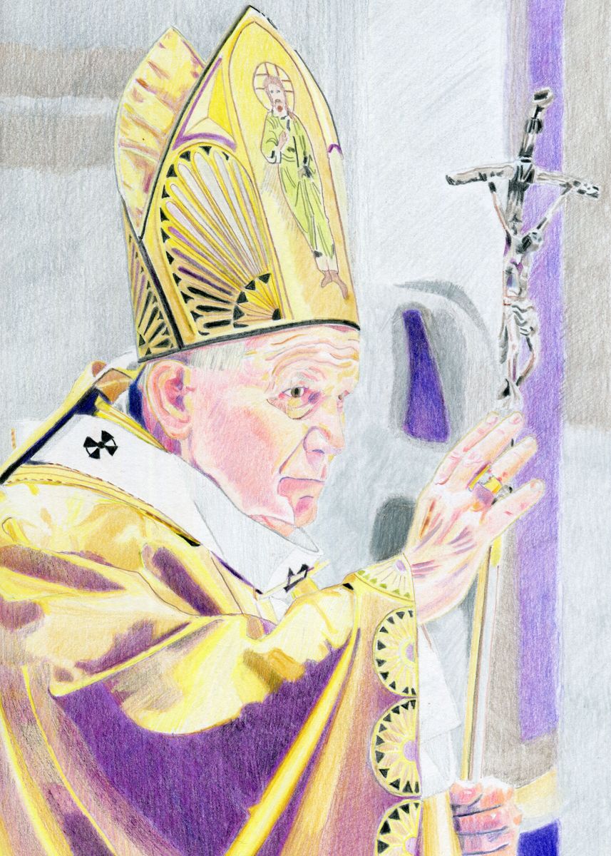 'Pope John Paul II' Poster, picture, metal print, paint by Kamil ...