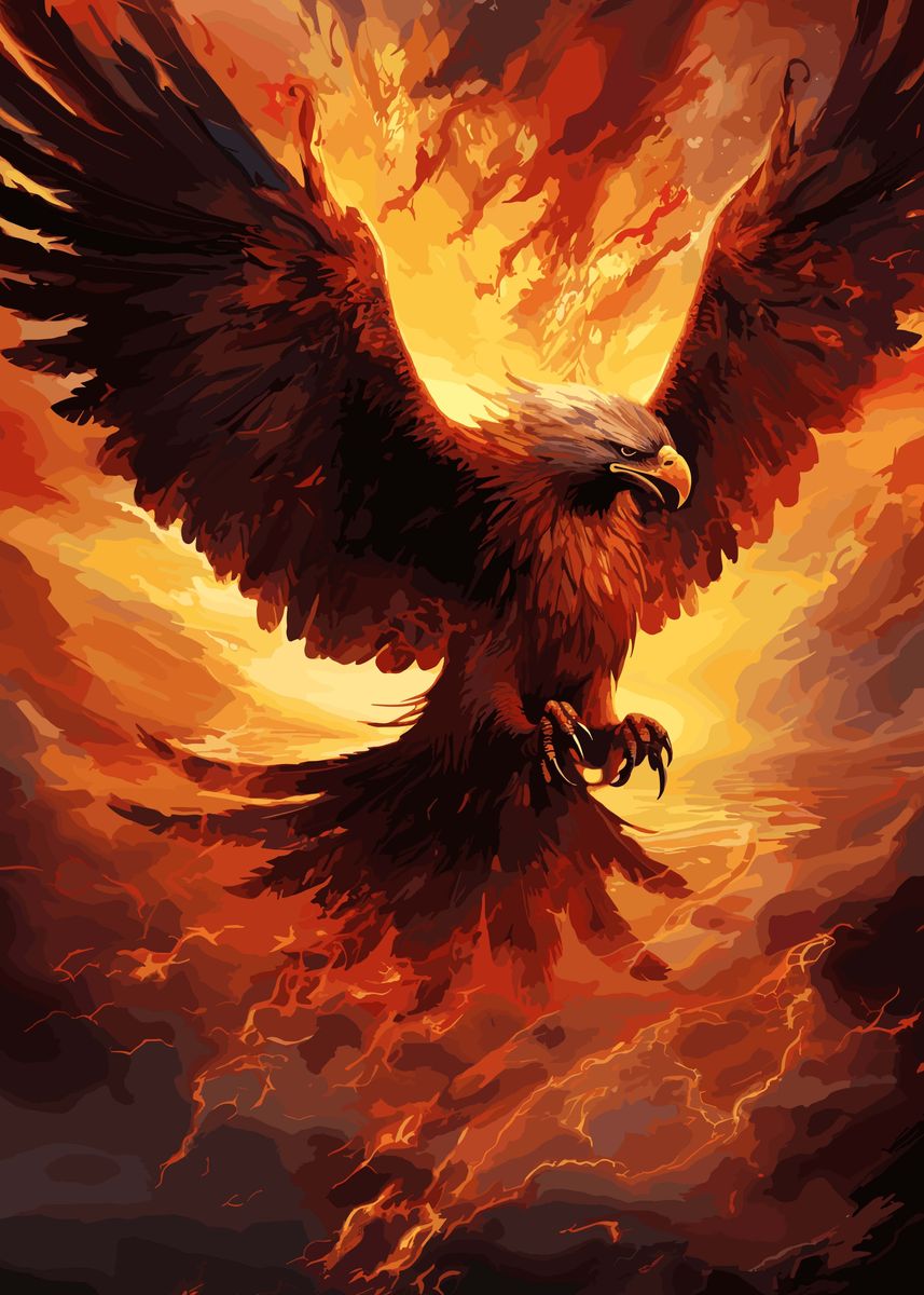 'Majestic Phoenix Rising' Poster, picture, metal print, paint by ...