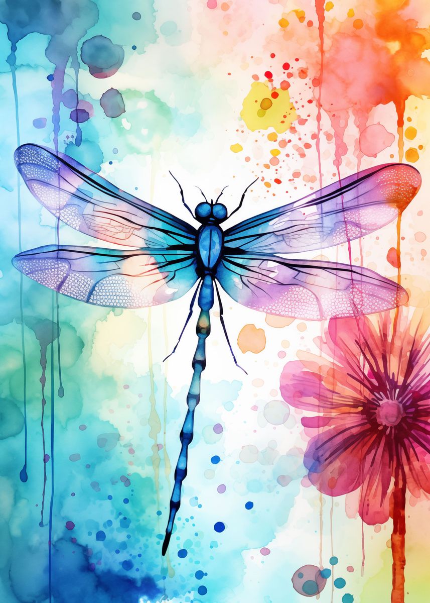 'Watercolor Dragonfly ' Poster, picture, metal print, paint by ...