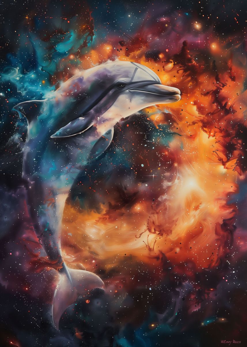 'Cosmic Dolphin Dance' Poster, picture, metal print, paint by Frank ...