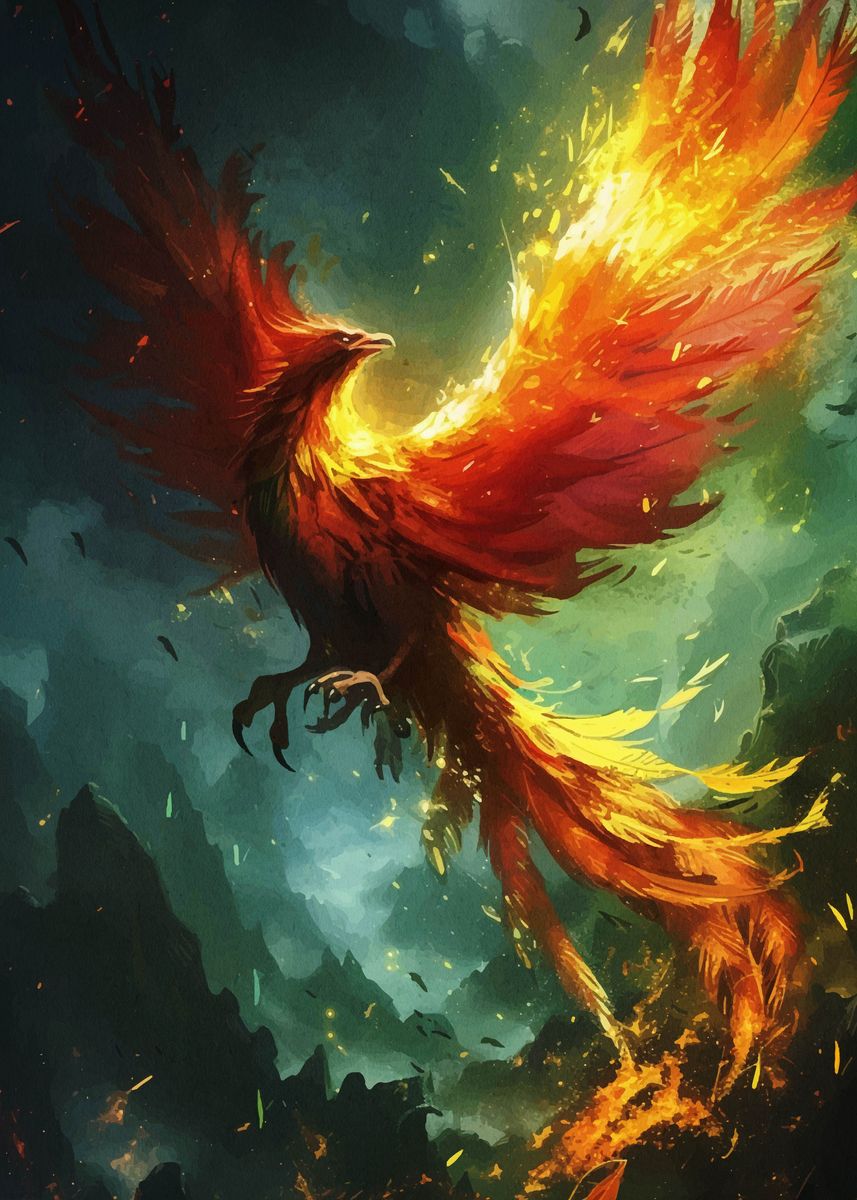 'Phoenix Fire Hoo' Poster, picture, metal print, paint by Kaci ...