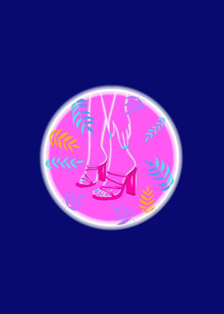 'Pink heels ' Poster, picture, metal print, paint by Evy Artist | Displate