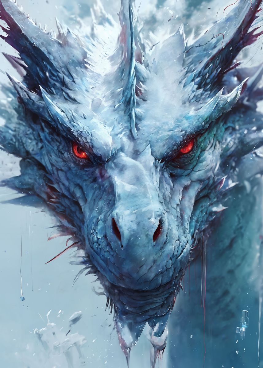 'Ice Dragon' Poster, picture, metal print, paint by Lukasz Kobylka | Displate