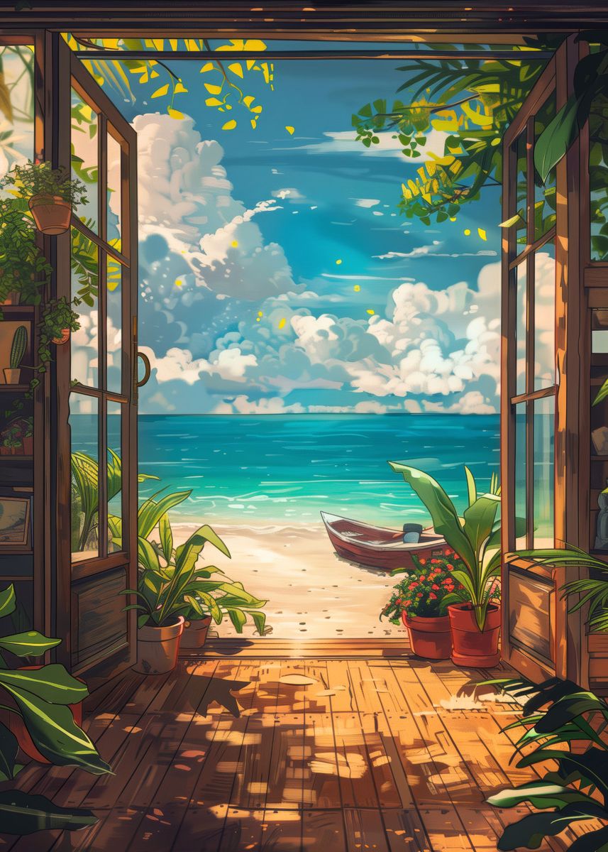 'The Beach House' Poster, picture, metal print, paint by Hristiyana ...