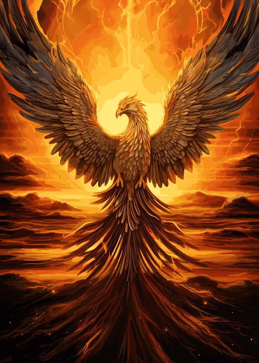 'Majestic Phoenix Rising' Poster, picture, metal print, paint by ...
