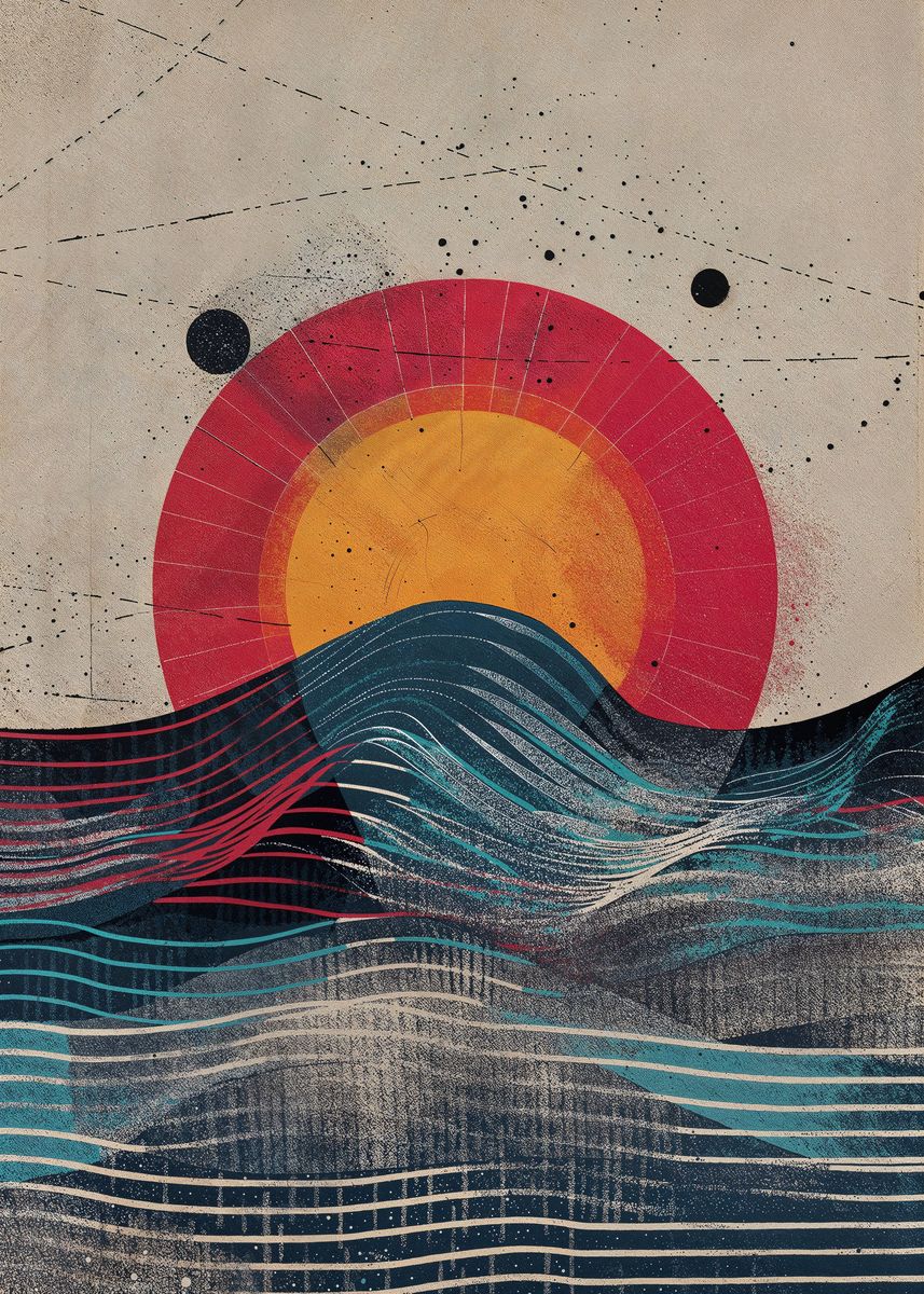 'Solar Tides' Poster, picture, metal print, paint by Katsu | Displate