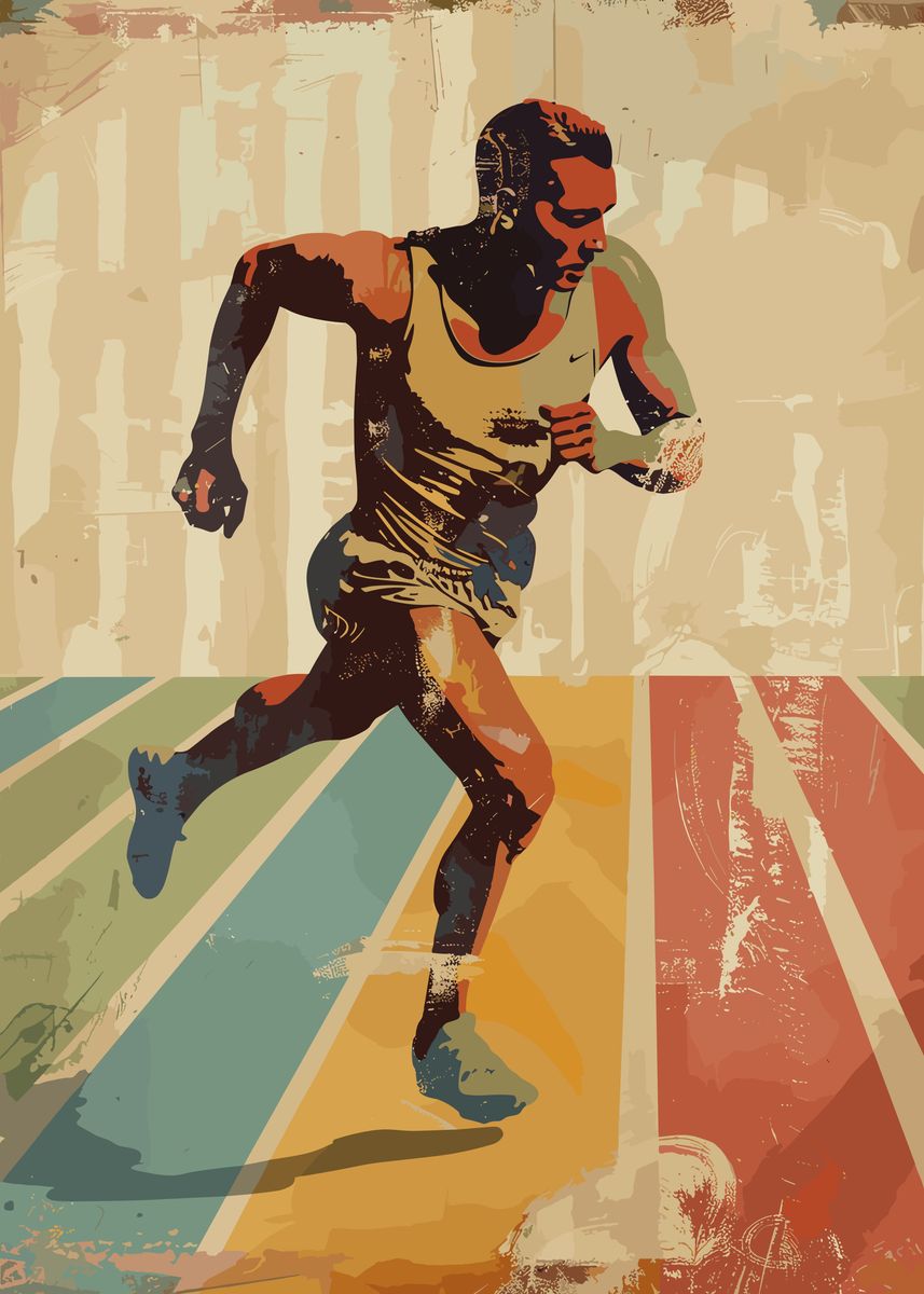 'Athletics Vintage Sport' Poster, picture, metal print, paint by Maël ...