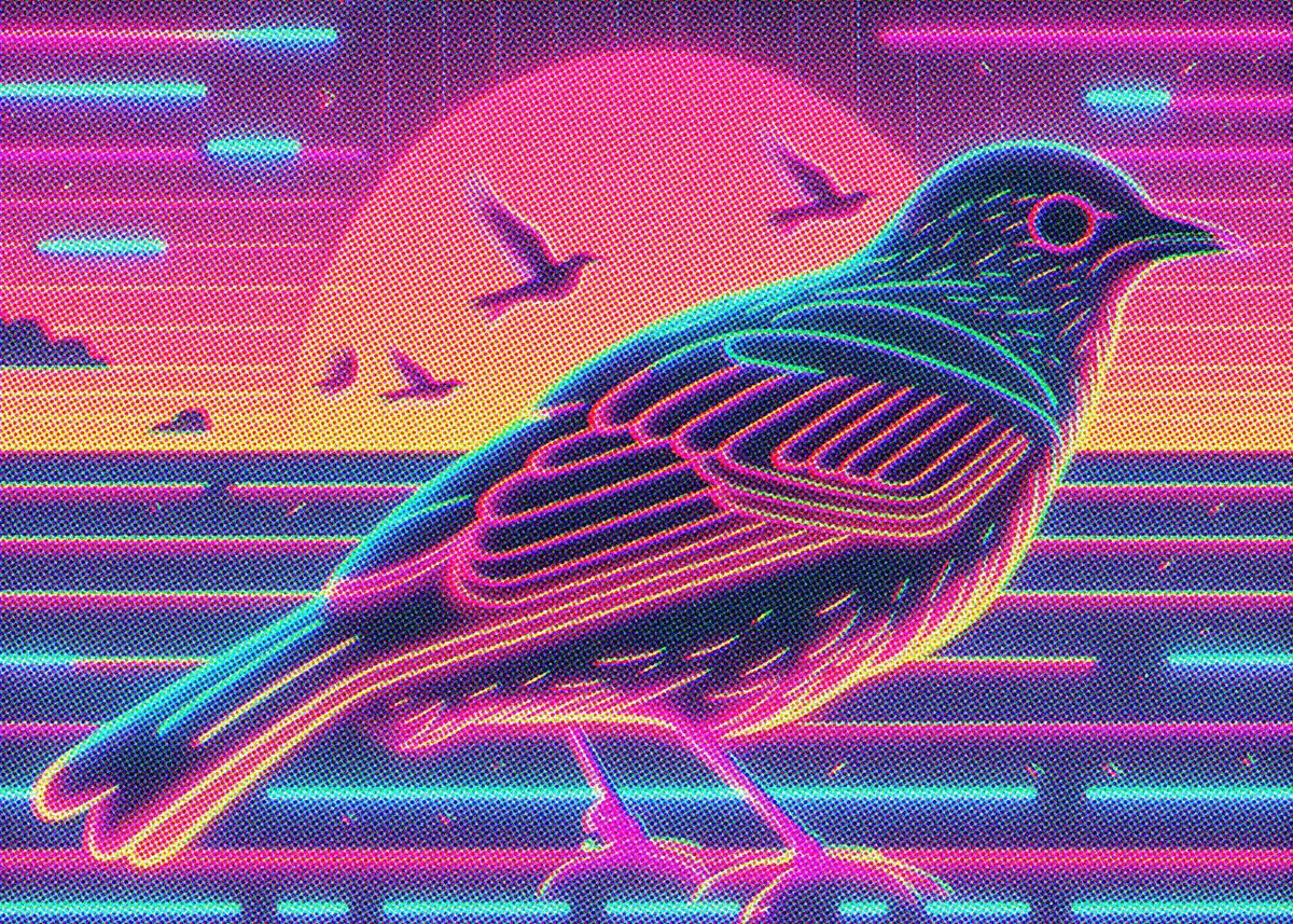 'Neon Birds' Poster, picture, metal print, paint by Magnum Attack ...