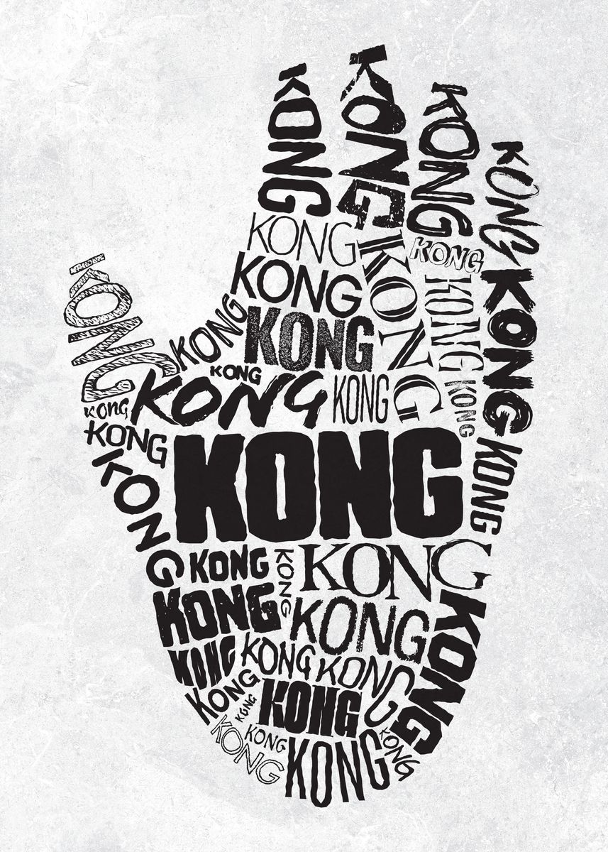 'Kong B&W Handprint' Poster, picture, metal print, paint by Godzilla x ...