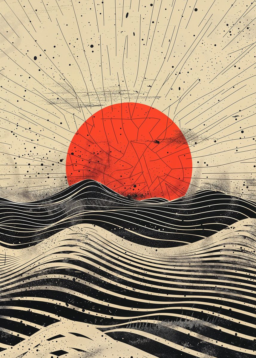 'Scarlet Eclipse' Poster, picture, metal print, paint by Katsu | Displate