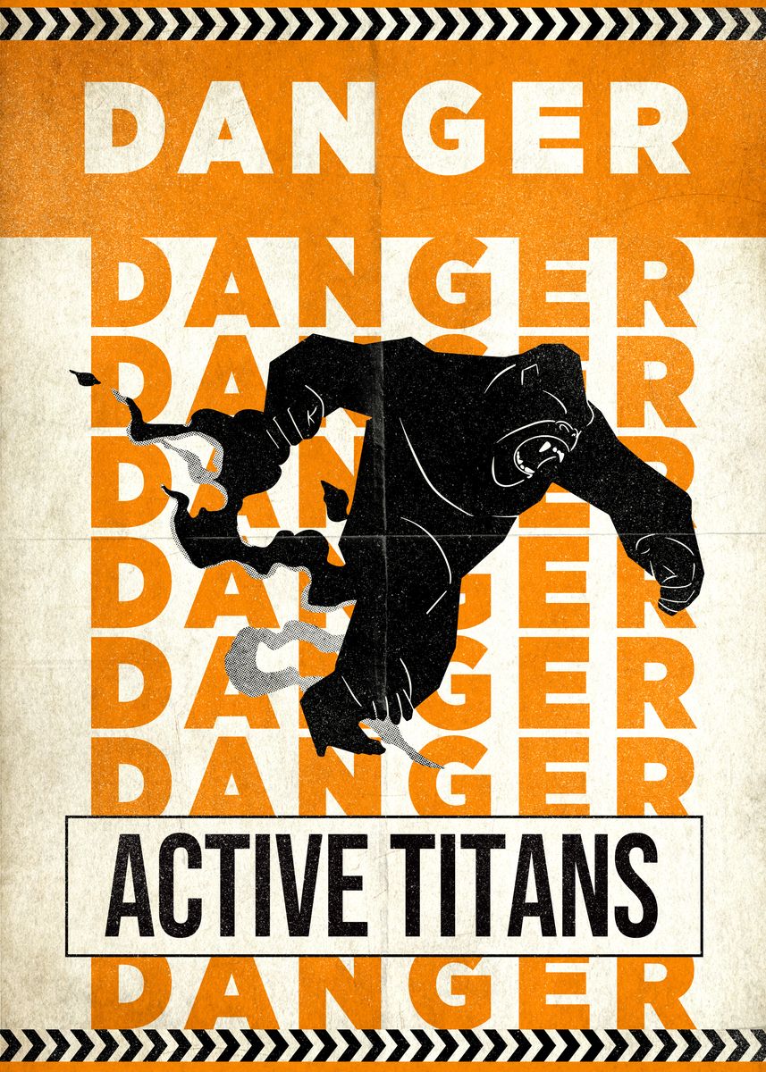 'Danger Orange Sign' Poster, picture, metal print, paint by Godzilla x ...