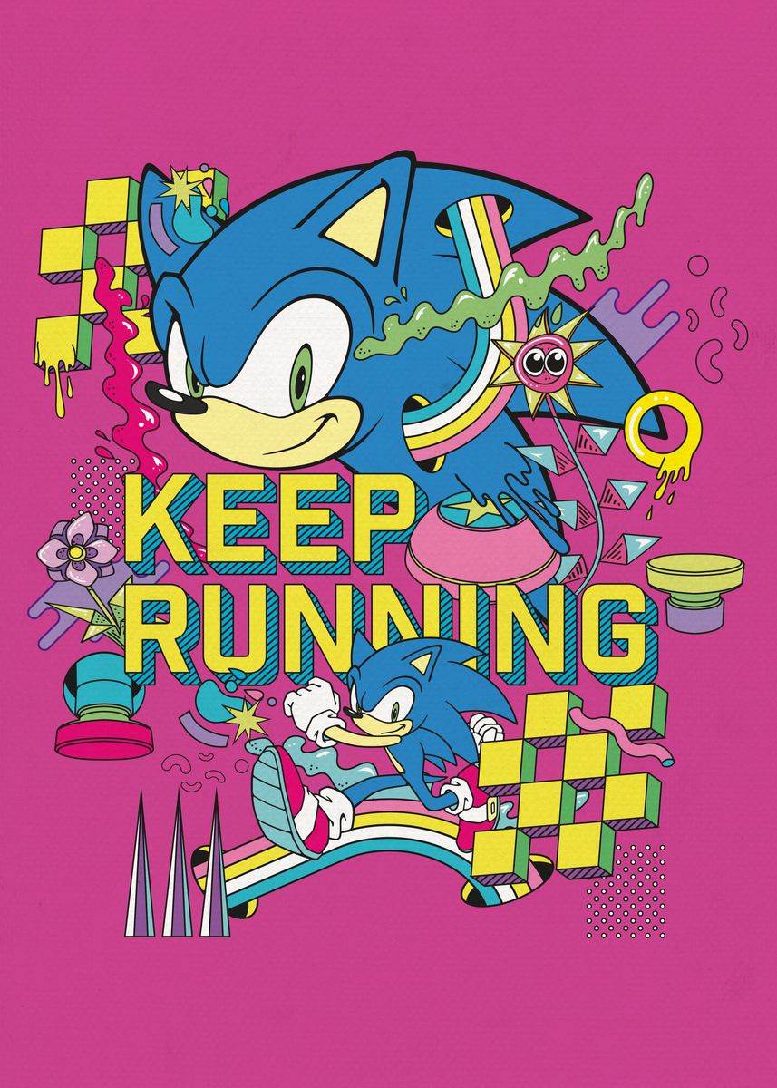 'Keep Running' Poster, picture, metal print, paint by Sonic the ...