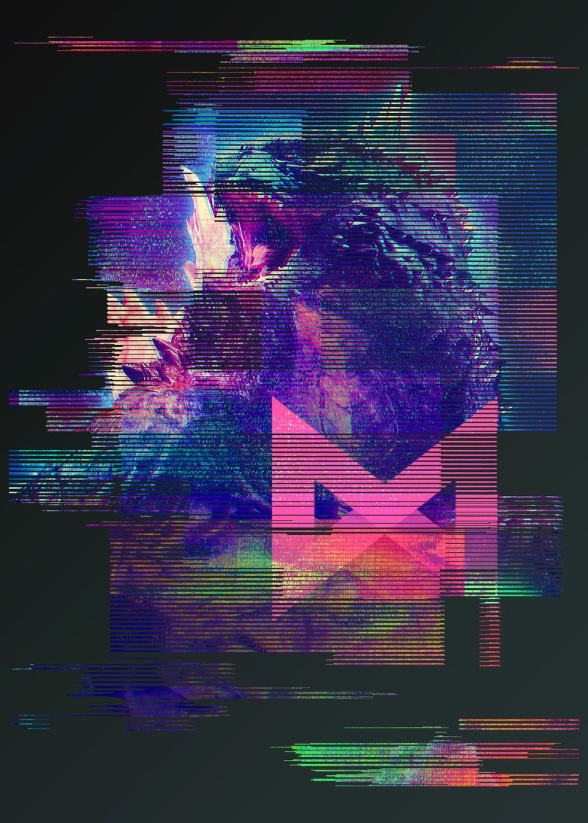 'Godzilla Neon' Poster, picture, metal print, paint by Godzilla x Kong ...