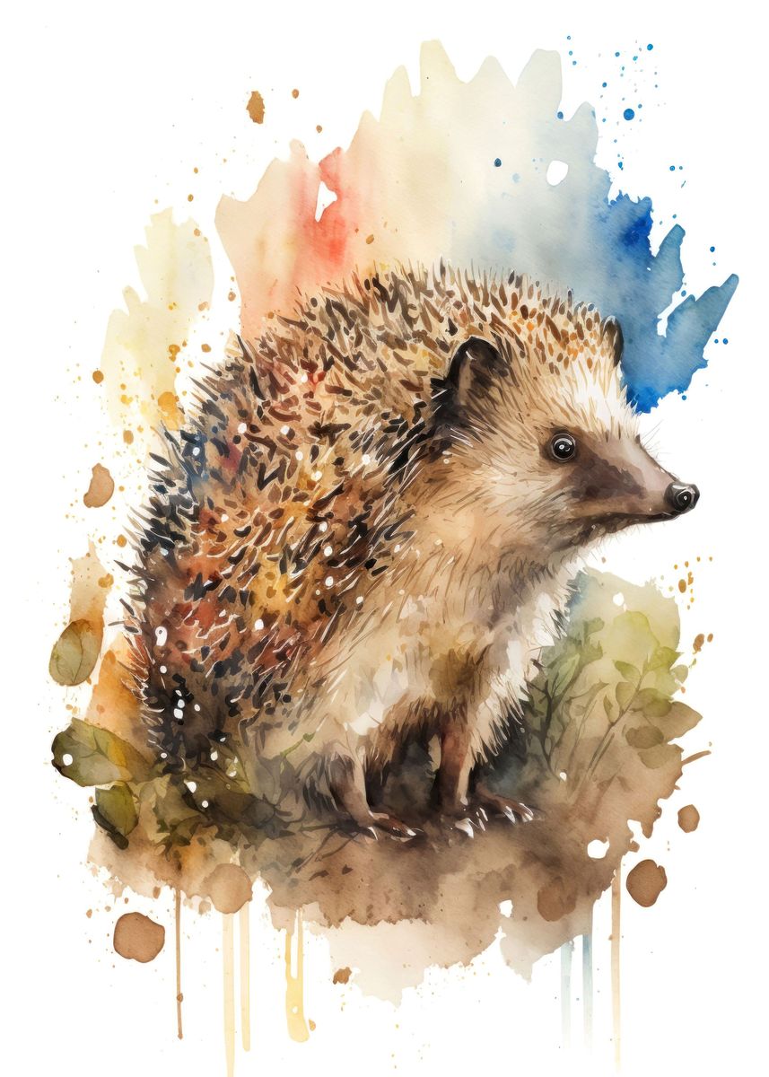 'Hedgehog in watercolor' Poster, picture, metal print, paint by Byrdyak ...