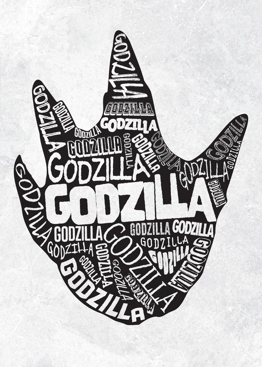 'Godzilla B&W Handprint' Poster, picture, metal print, paint by ...