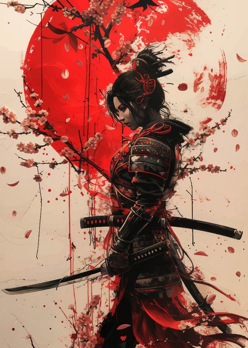 'Geisha Samurai Japanese' Poster, picture, metal print, paint by ...