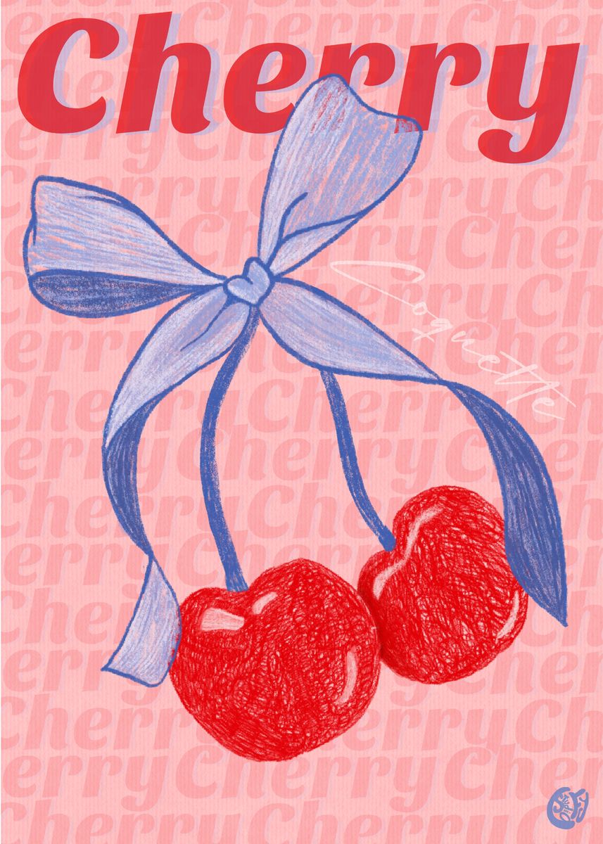 'Cherry coquette' Poster, picture, metal print, paint by Celia Frey ...