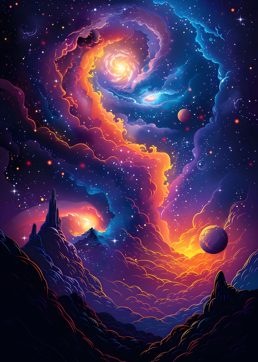 'Celestial Art' Poster, picture, metal print, paint by MajopArt | Displate