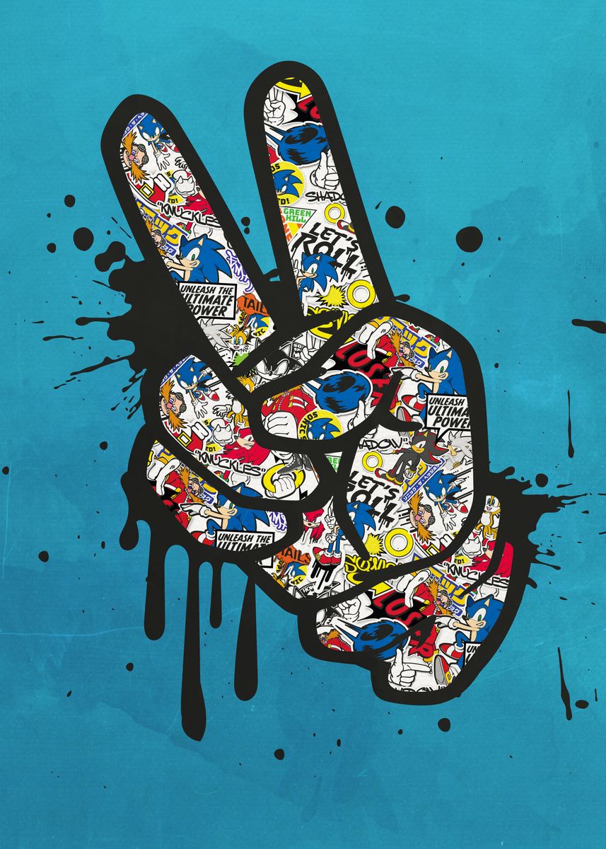 'Peace Sign' Poster, picture, metal print, paint by Sonic the Hedgehog ...
