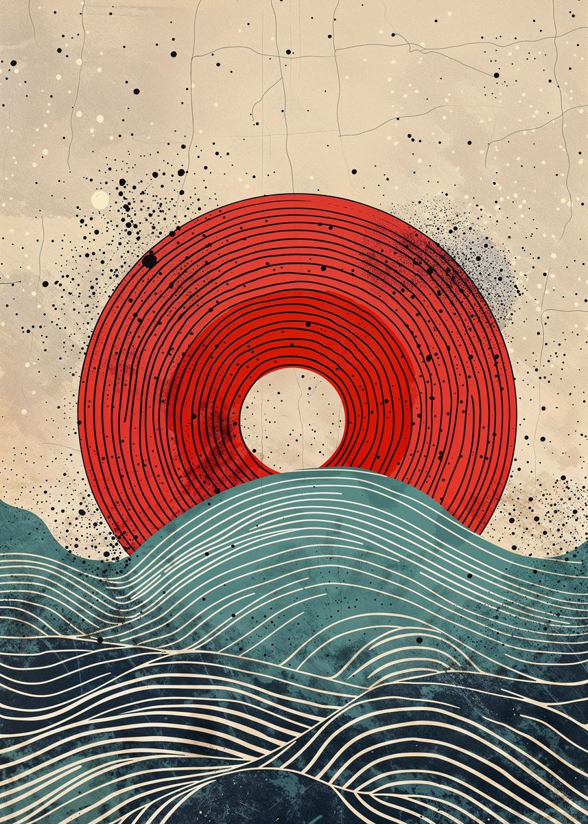 'Red Swell' Poster, picture, metal print, paint by Tomoo | Displate