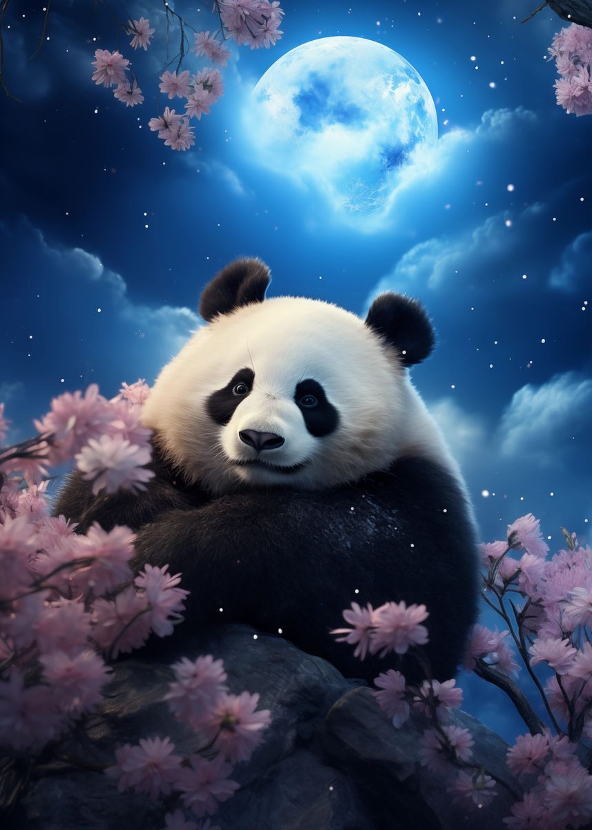 'Mystic Panda' Poster, picture, metal print, paint by ELYussArt | Displate