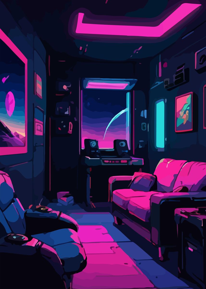'gaming setup' Poster, picture, metal print, paint by sam the cat ...