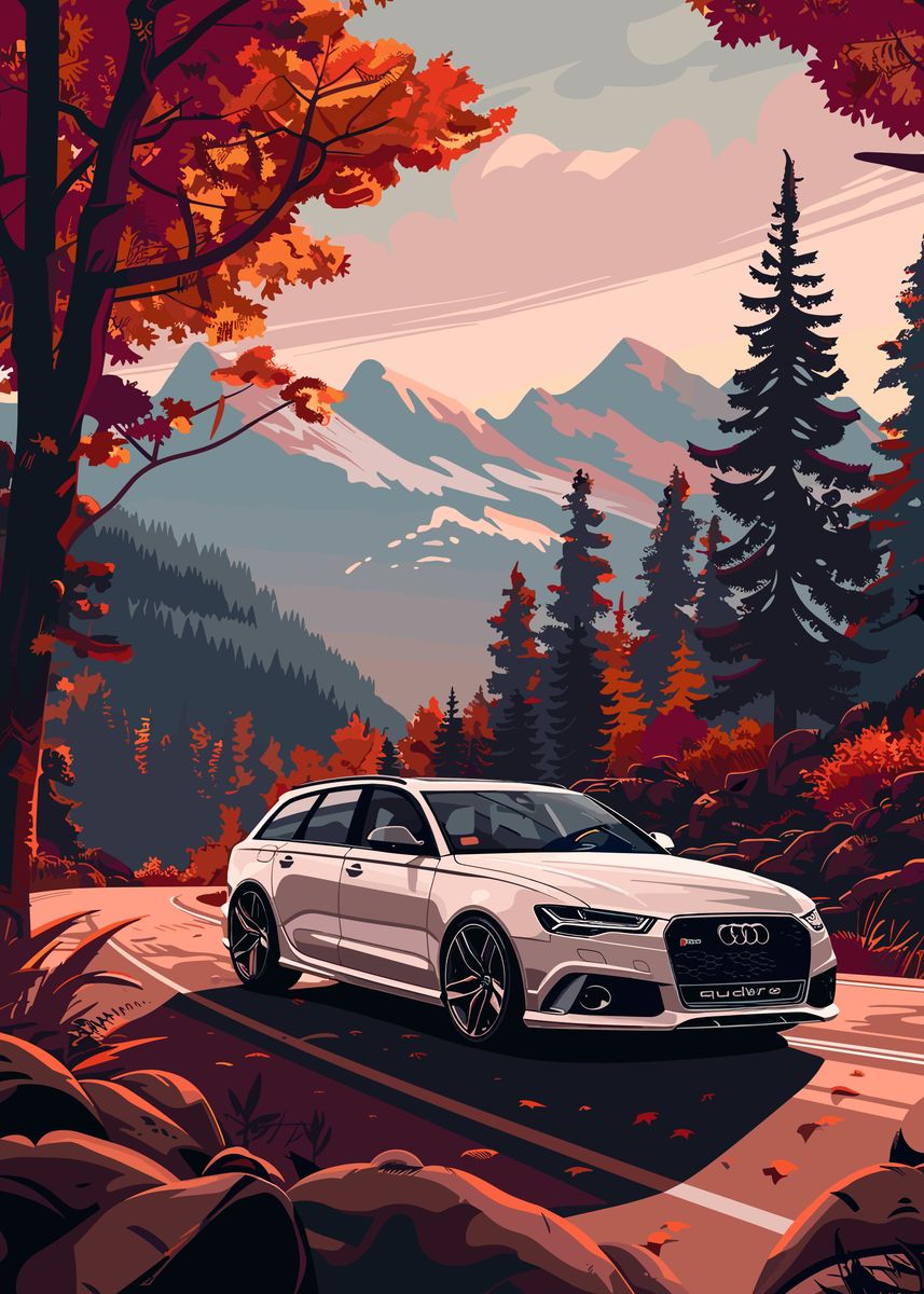 'White Audi RS6 Vector Car' Poster, picture, metal print, paint by Maël ...