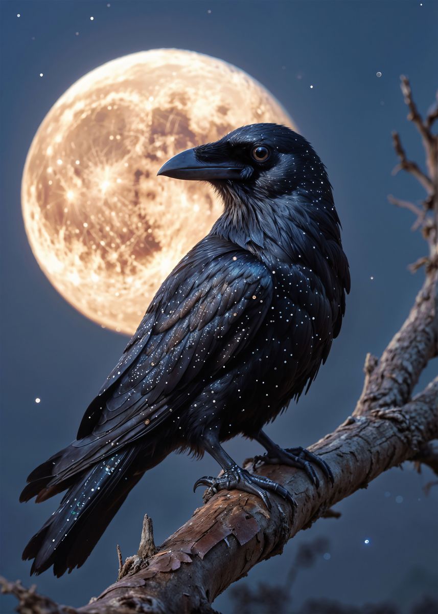 'Crow and Moon' Poster, picture, metal print, paint by FlyingBlade ...