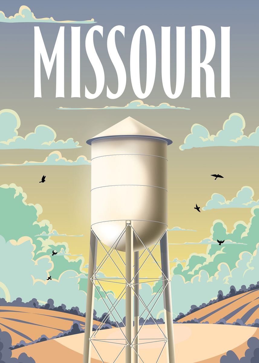 'Missouri Travel poster' Poster, picture, metal print, paint by David ...