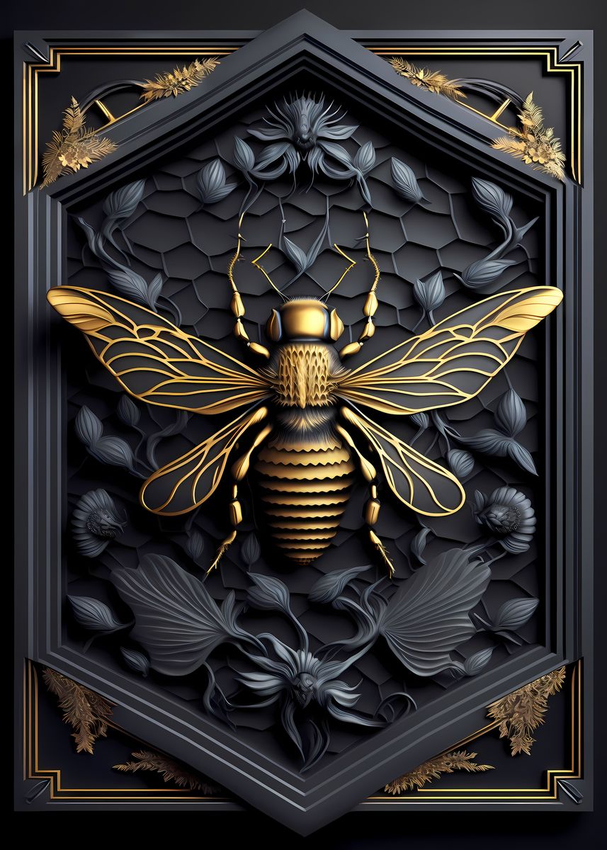 'Golden Honey Bee' Poster, picture, metal print, paint by Luong Phat ...