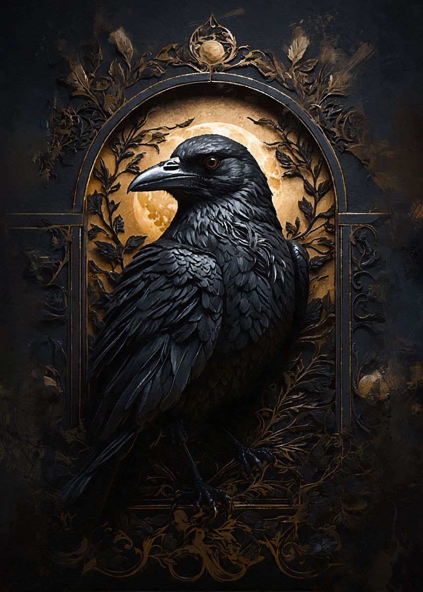 'Framed Crow' Poster, picture, metal print, paint by FlyingBlade | Displate