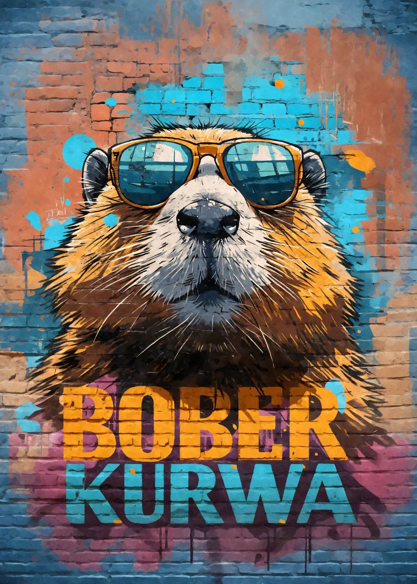 'Bober Kurwa Graffiti Funny' Poster, picture, metal print, paint by ...