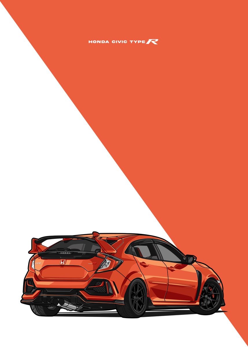 'civic type r orange' Poster, picture, metal print, paint by capture ...