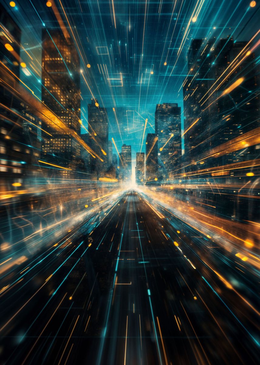 'Tech City' Poster, picture, metal print, paint by FusionDesigns | Displate