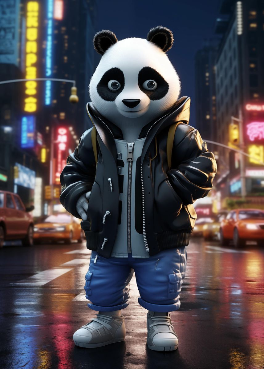 'Cool Panda' Poster, picture, metal print, paint by ELYussArt | Displate