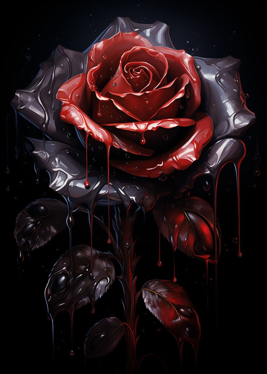 'Blood Rose ' Poster, picture, metal print, paint by Zakaria Store ...