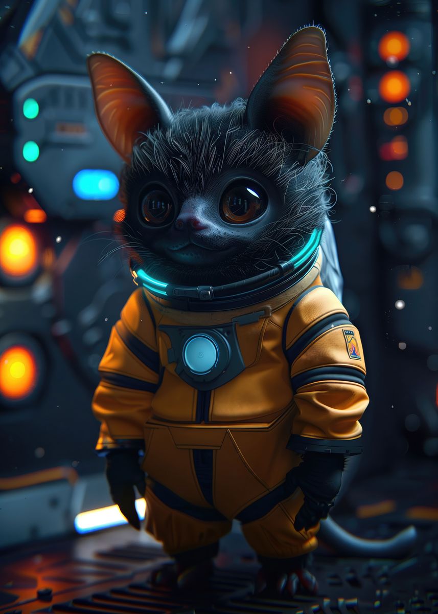 'Space Suit Astronaut Bat' Poster, picture, metal print, paint by ...