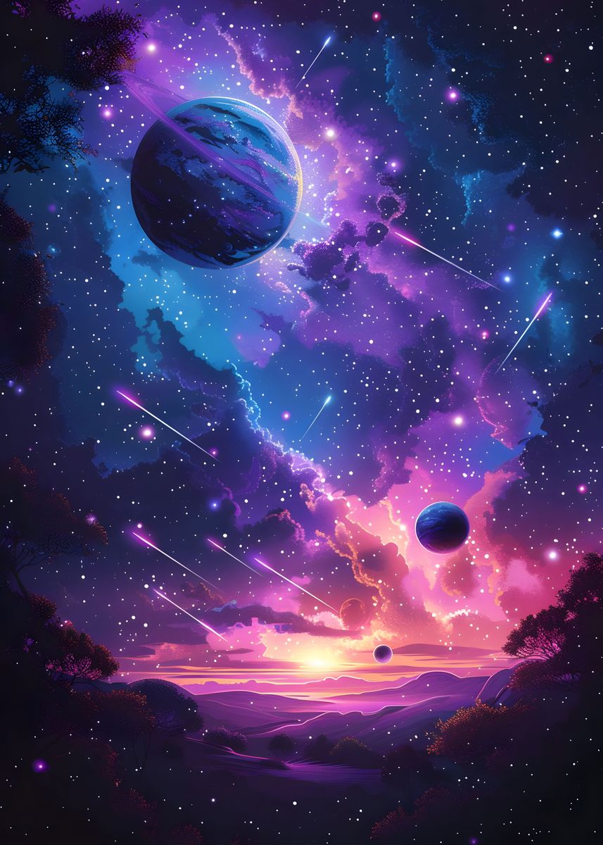 'Astral Evening' Poster, picture, metal print, paint by MajopArt | Displate