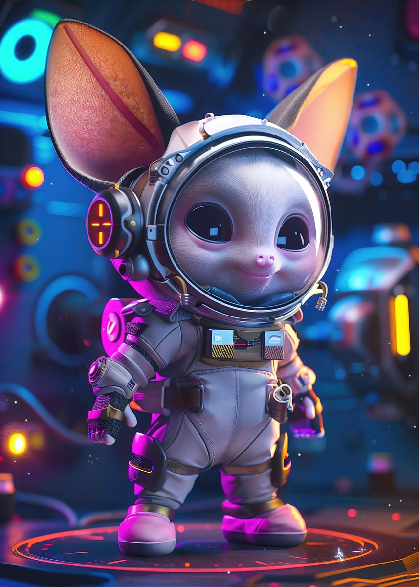 'Cute Astronaut Space Mouse' Poster, picture, metal print, paint by ...