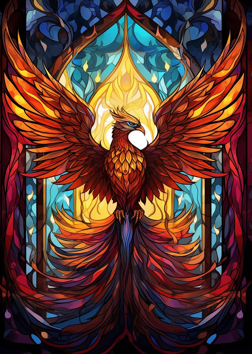 'Mystical Phoenix Kintsugi' Poster, picture, metal print, paint by ...