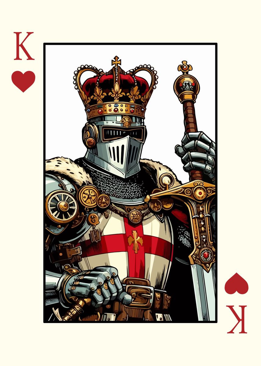 'Knight King of Hearts' Poster, picture, metal print, paint by ...
