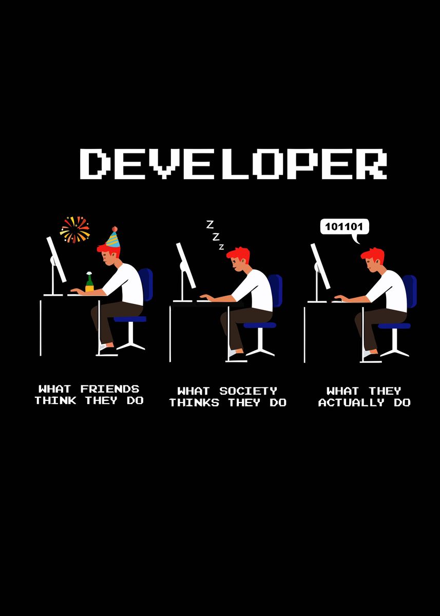 'Funny Programming' Poster, picture, metal print, paint by Bee Guts ...