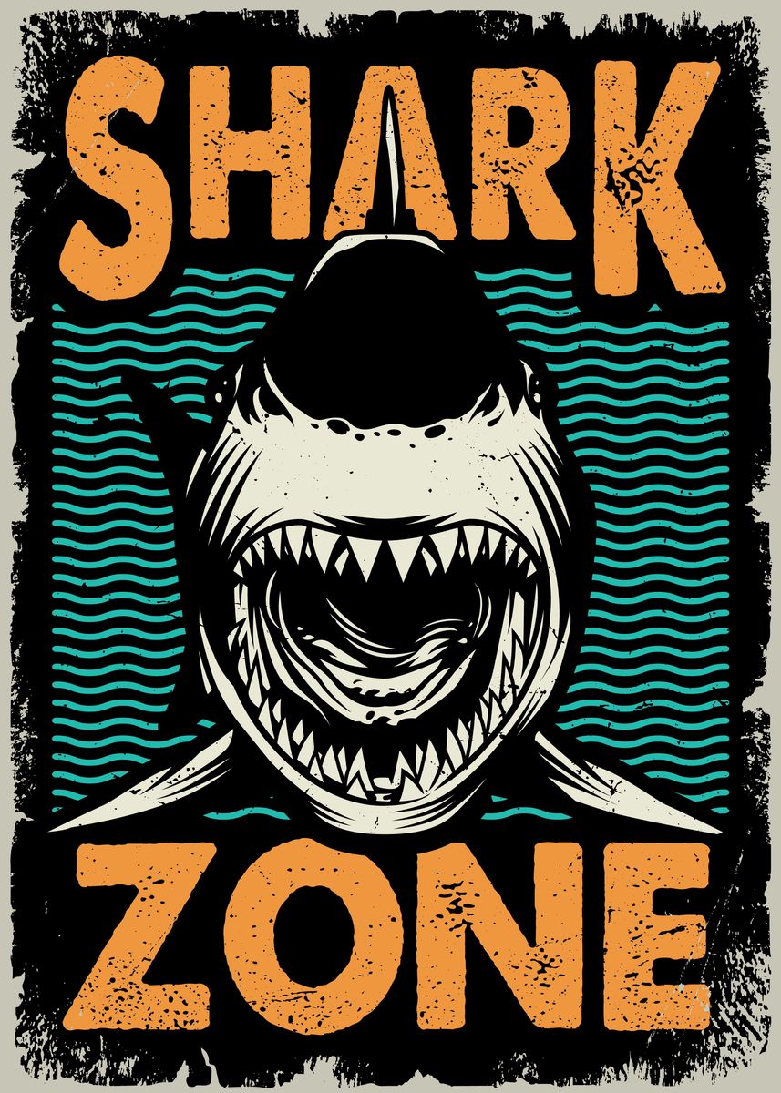 'SHARK ZONE' Poster, picture, metal print, paint by Lestat de Lioncourt ...