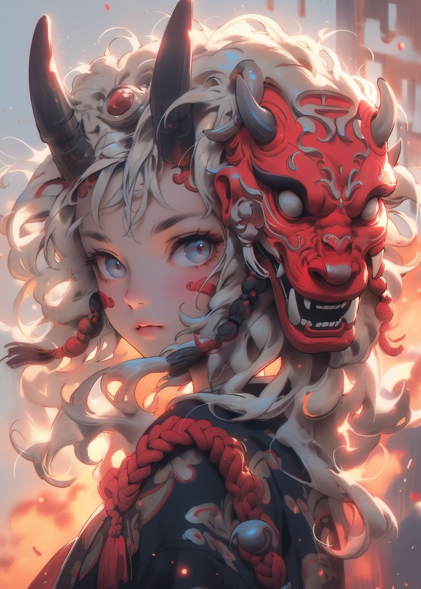 'Cute Oni Girl' Poster, picture, metal print, paint by Illusionary ...