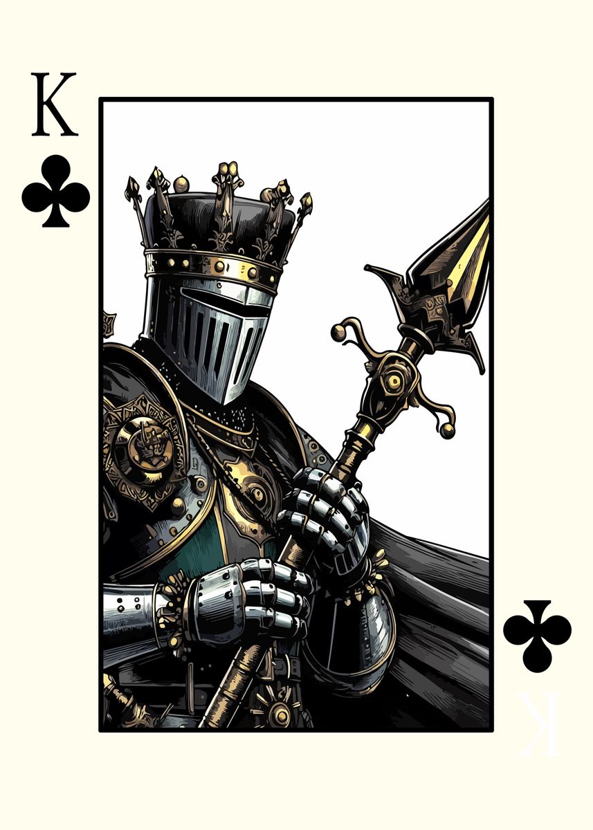'Knight King of Clubs' Poster, picture, metal print, paint by ...