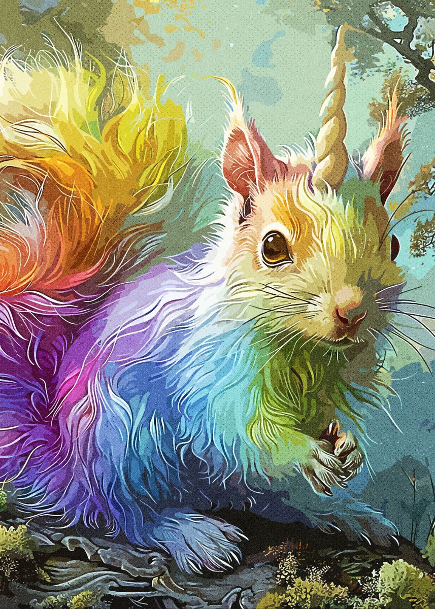 'Squirrel Unicorn' Poster, picture, metal print, paint by Ammar Zain ...