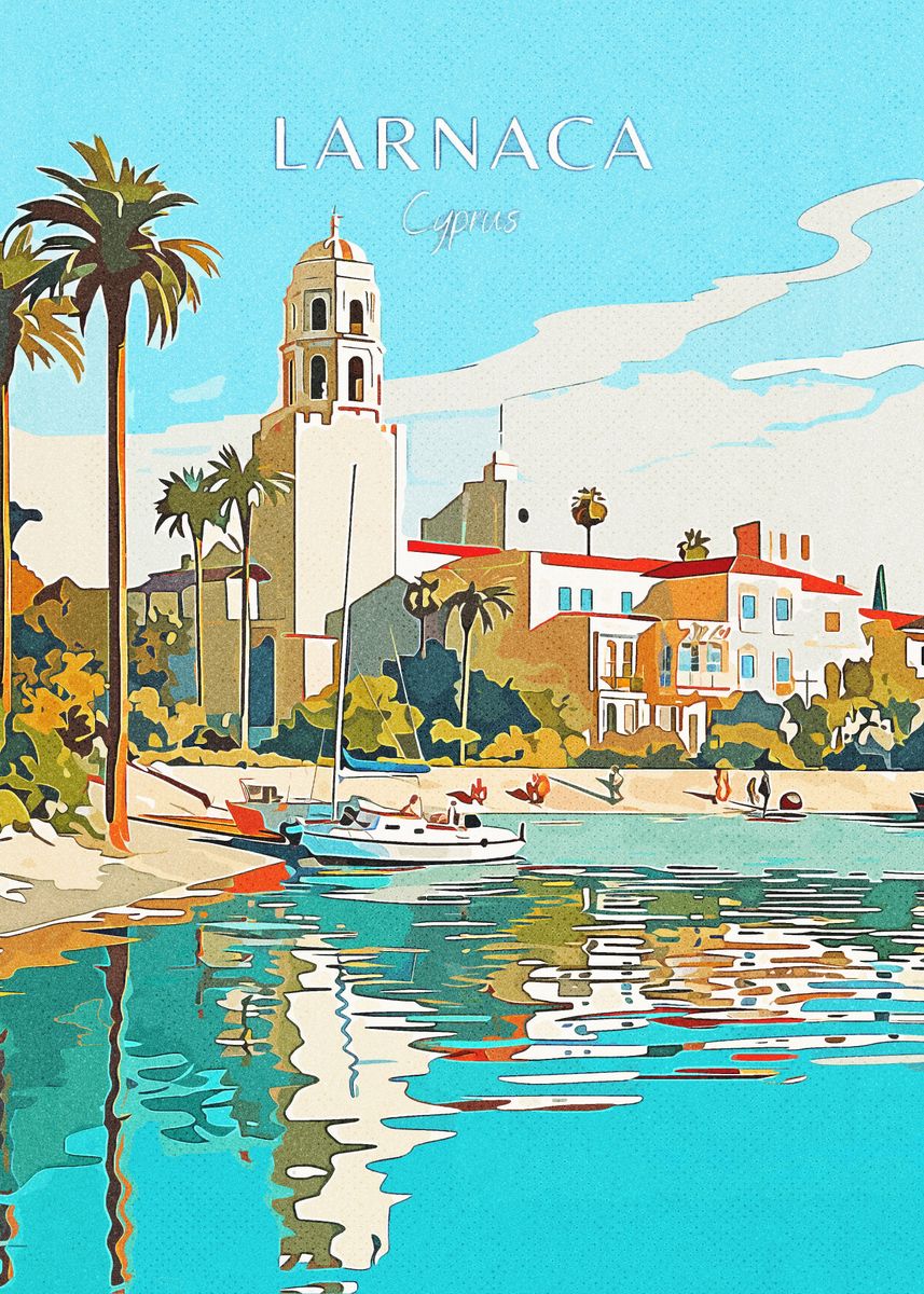 'Cyprus Larnaca Travel' Poster, picture, metal print, paint by Le Thi ...