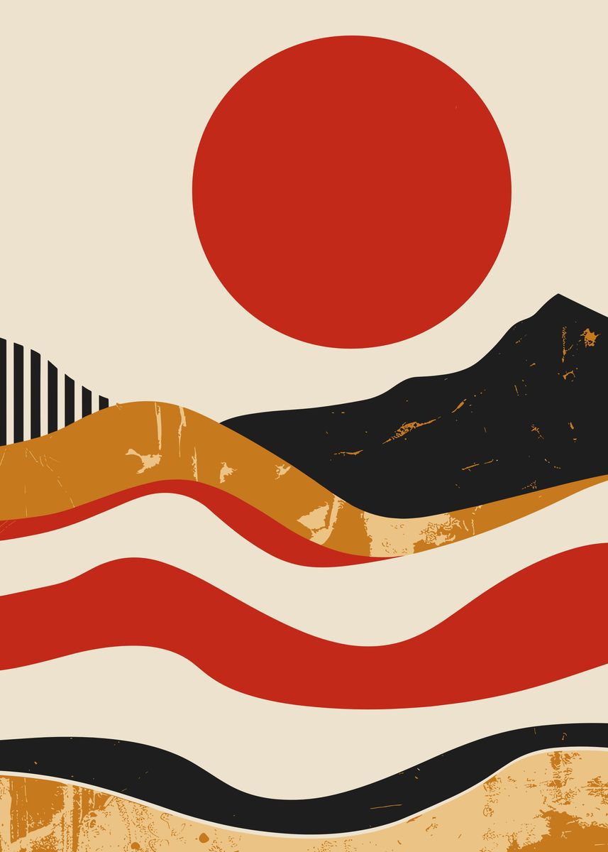 'Abstract Retro Landscape' Poster, picture, metal print, paint by ...