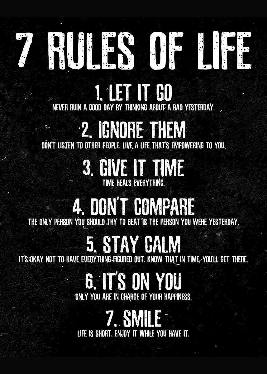 '7 rules of life' Poster, picture, metal print, paint by Tin Renje ...